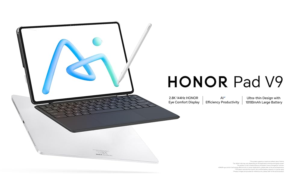 HONOR Pad V9 12GB RAM 256GB ROM 11.5 Inch Wi-Fi Tablet Gray Bundle with Honor Choice Keyboard ...