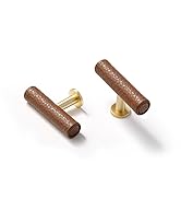 JIASENBAO Brown Leather Drawer Pulls 6 Pack Leather Handles Cabinet knobs for Kitchen Cabinet ...