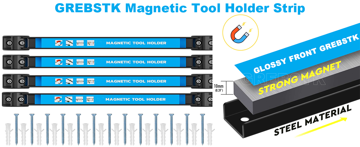 Amazon.com: GREBSTK 18 IN Magnetic Tool Holder Strip Heavy Duty Magnetic Tool Bar Metal Tool ...