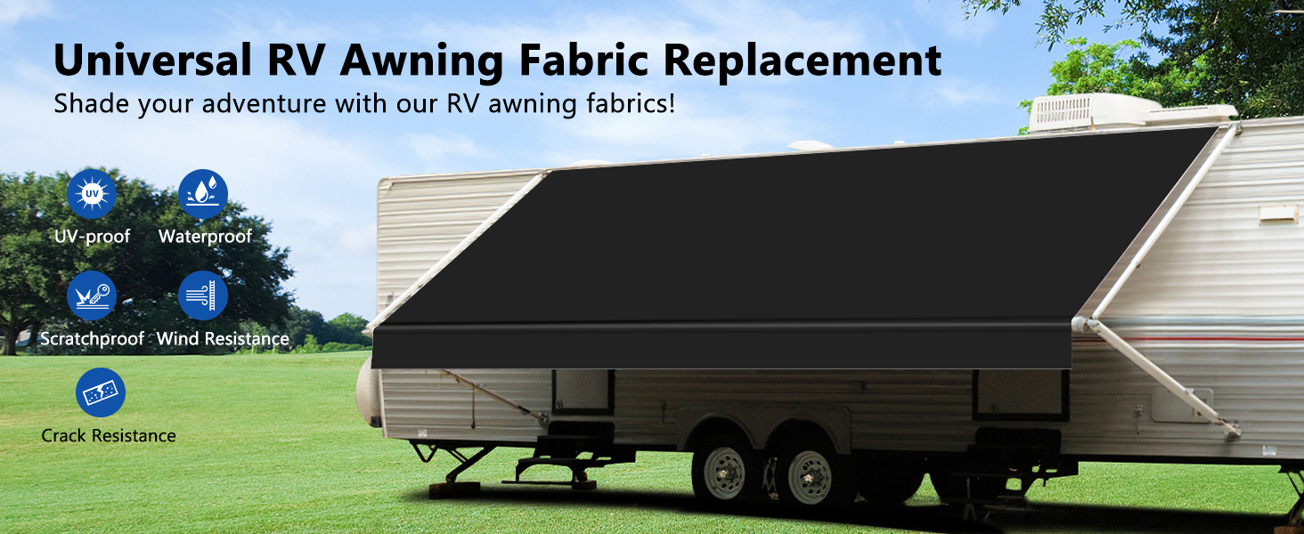 Xenjum RV Awning Fabric Replacement,Upgraded 18.5oz Vinyl Camper Awning Replacement,Universal ...