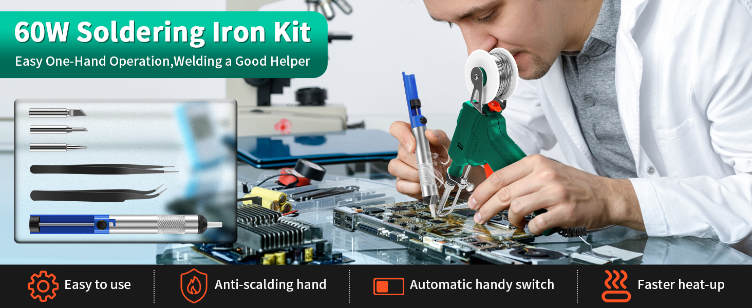 Amazon.com: Electric Soldering Iron Welding Kit - 110V 60W Automatic One-handed Soldering Gun ...