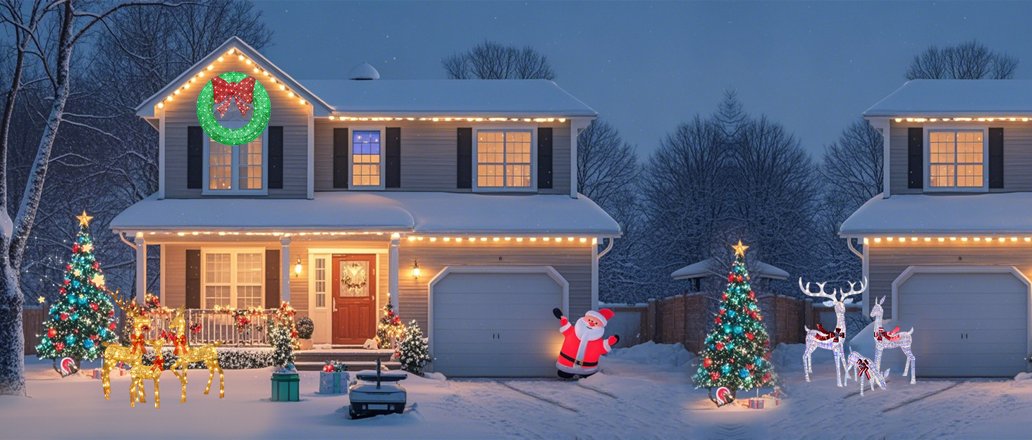 Amazon.com: Outdoor Christmas Decorations Reindeer Family - HOYECHI Light Up Deer 3 Set with 210 ...