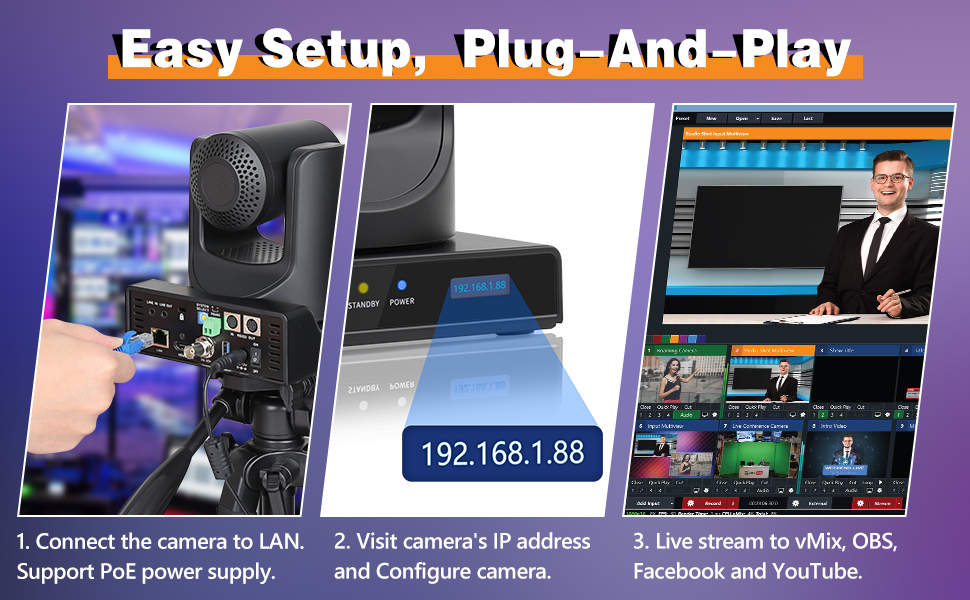 Amazon.com : Chameye NDI PTZ Camera 30x Optical Zoom AI Auto Tracking ...