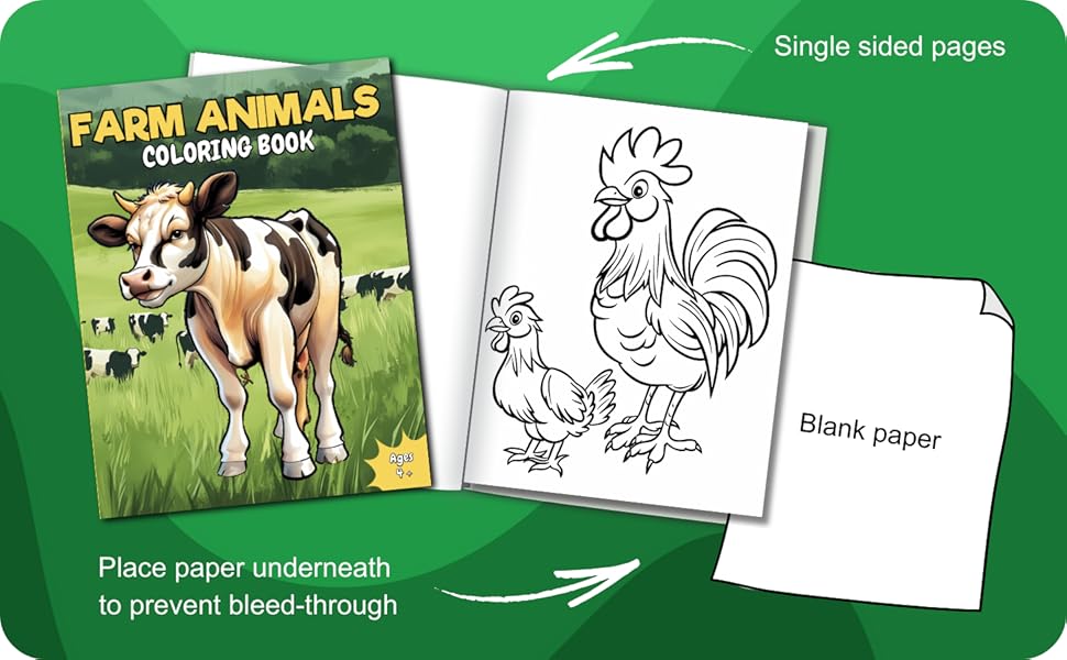 Farm Animals Coloring Book: Fun Designs of Barnyard Life with Cows ...