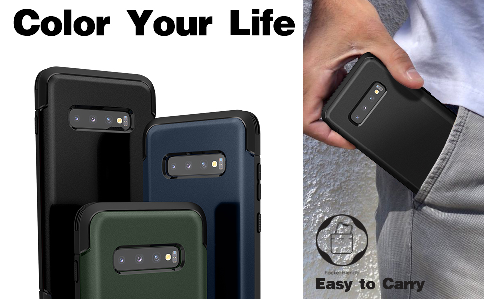 Amazon.com: SURITCH for Samsung Galaxy S10 Plus Case, [Built-in Screen Protector] 360° Full ...