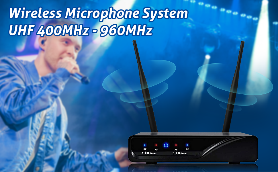 Bingfu - Antena receptora de micrófono inalámbrico UHF 400 MHz-960 MHz BNC macho (2 unidades ...