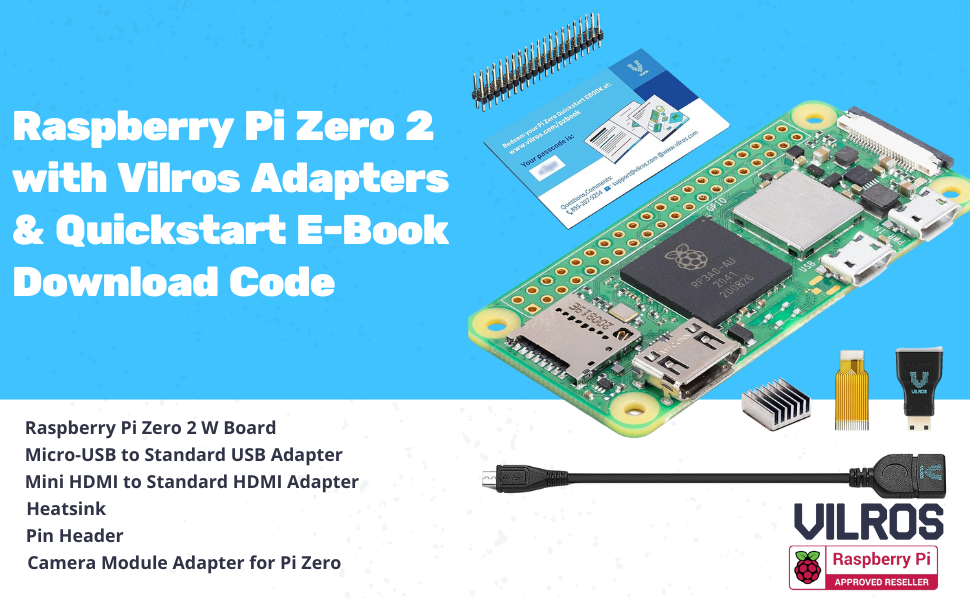 Amazon.com: Raspberry Pi Zero 2 with Vilros Adapters & Quickstart E ...