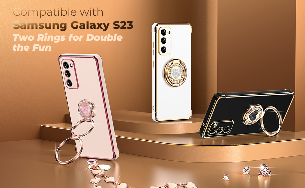 Amazon.com: XYZ for Galaxy S23 Case with Stand, for Samsung Galaxy S23 Case with Double Ring ...