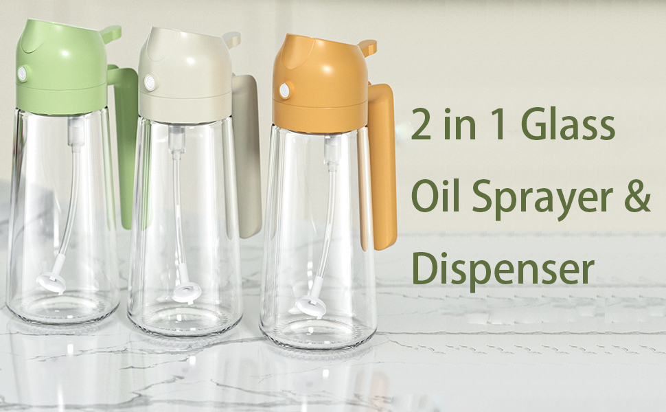 Amazon.com: Pulverizador y dispensador de aceite de vidrio 2 en 1, pulverizador de aceite 2 en 1 ...