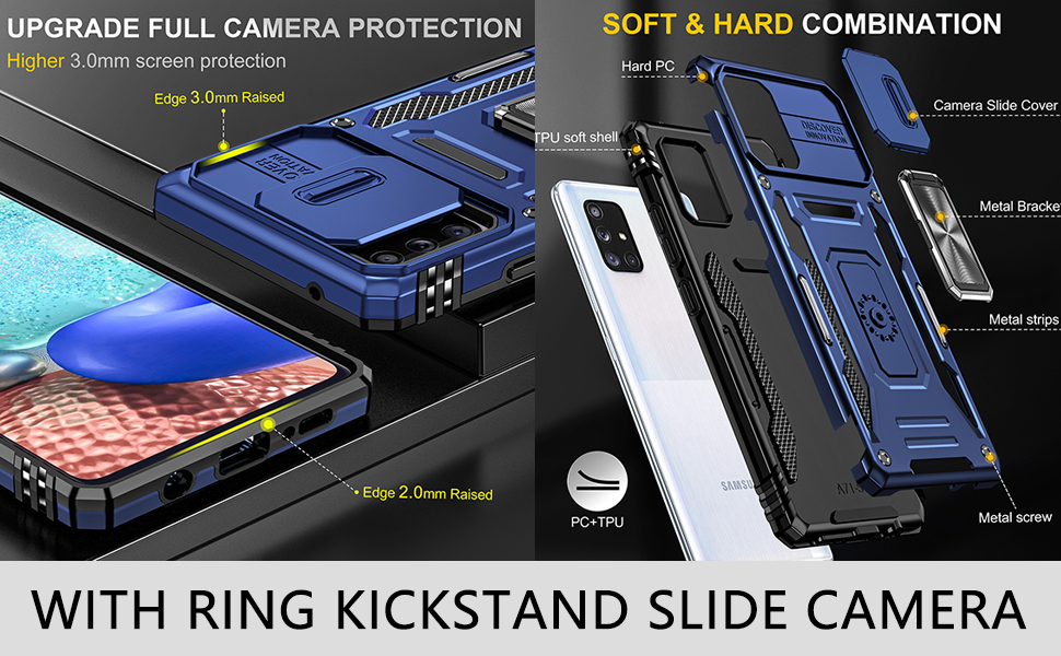 Amazon.com: KOBBRAN for Samung Galaxy A71 5G Case with Slide Camera Cover Ring Kickstand ...