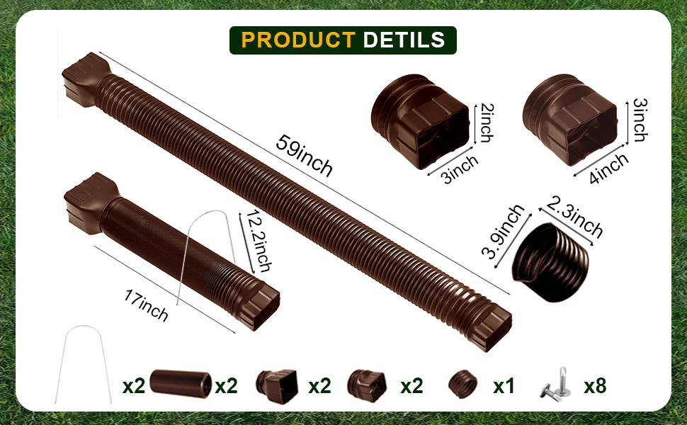 Amazon.com : wlhqznxf 2 Packs Brown Gutter Downspout Extensions Rain ...