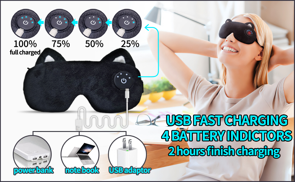 Amazon.com: Ewarmer Cordless Heated Eye mask,Cute Sleep Eye mask for Women,USB Rechargeable ...