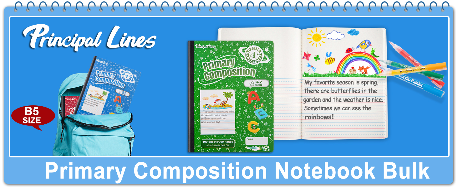 Amazon.com : Principal Lines 48 Pack Primary Composition Notebook K-2 - Primary Journal Blank ...