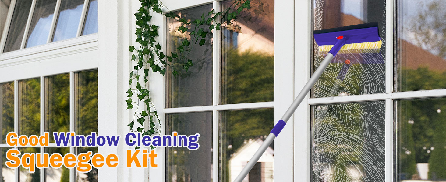 Amazon.com: Squeegee for Window Cleaning, Window Squeegee for Home with 60" Long Handle,2 in 1 ...