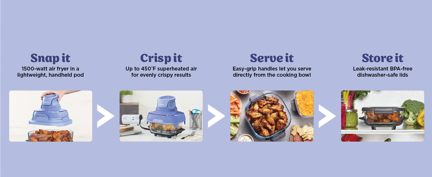 Amazon.com: Ninja | Air Fryer | Crispi 4-in-1 Portable Cooking System ...
