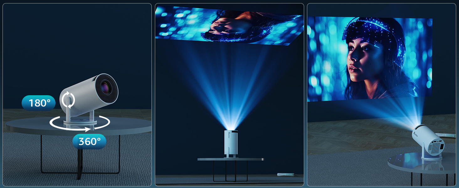 Amazon.co.jp: 【超小型&180°回転】aubor プロジェクター Android TV 11.0 高輝度 10000lm 家庭用 4K対応 5GWiFi Bluetooth5.2 ...