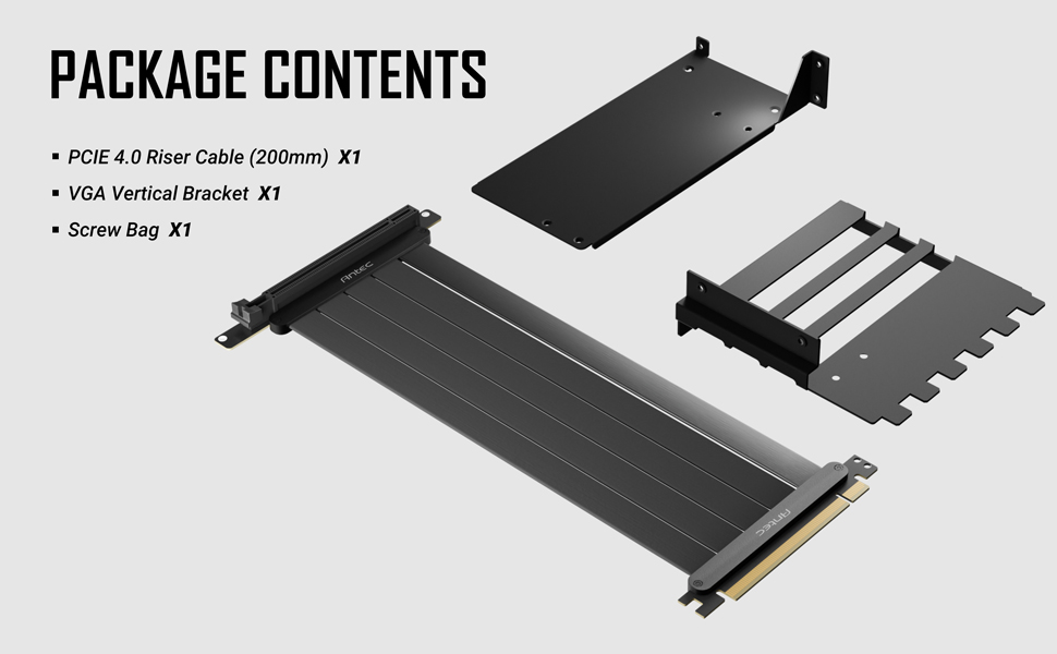 Antec Soporte vertical para GPU, PCI-E 4.0 x16 de alta velocidad, puerto de extensión de tarjeta ...