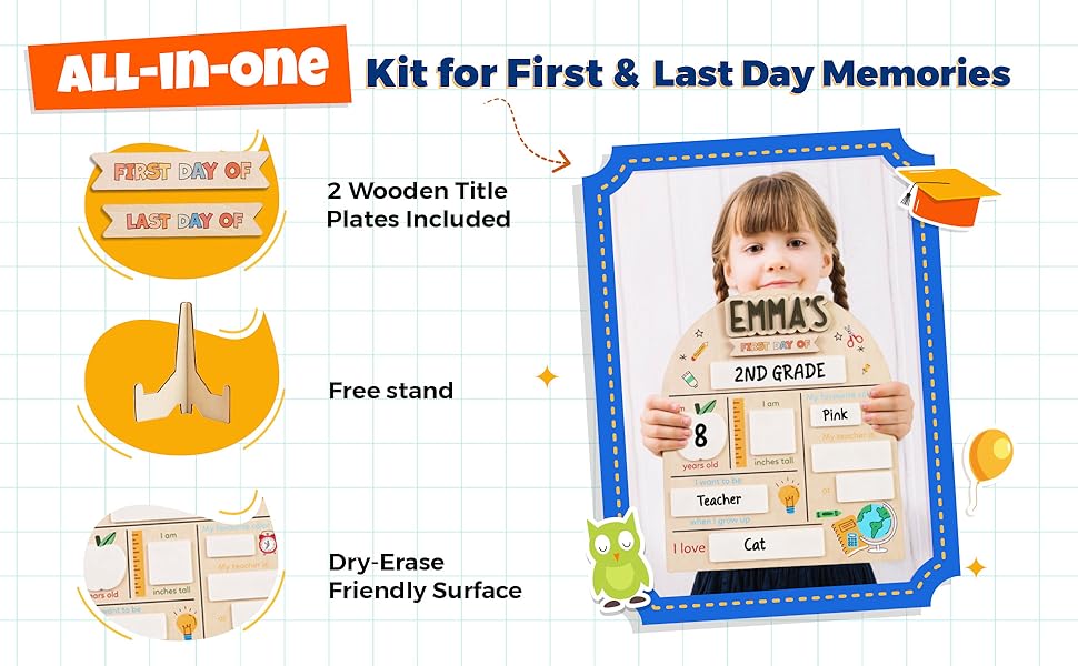Amazon.com: Personalized First And Last Day School Sign, Back to School ...