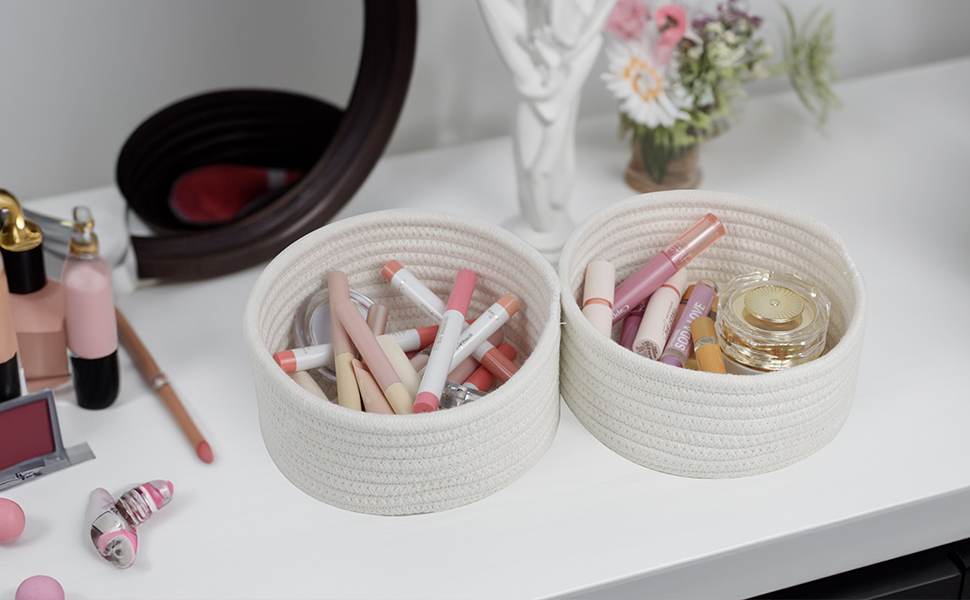 Amazon.com: Small Basket, Set of 3 Small Woven Baskets, Cotton Rope ...