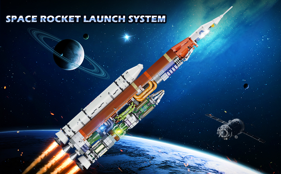 Amazon.com: INSOON Space Rocket Building Set with Lights Stand, 1055 ...