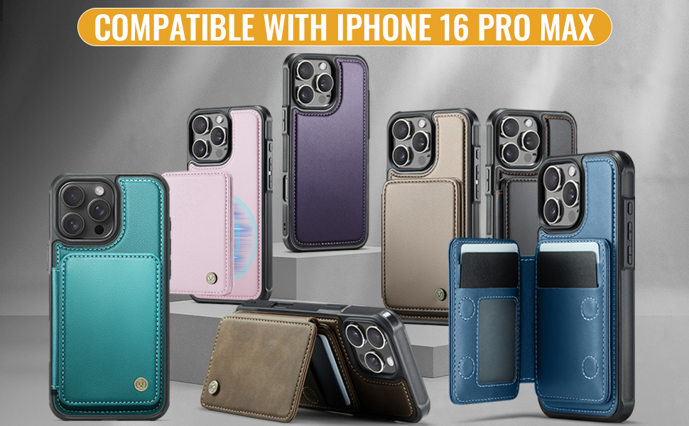 Amazon.com: Usroom Compatible with Magsafe for iPhone 16 Pro Max Wallet Case Magnetic Card ...