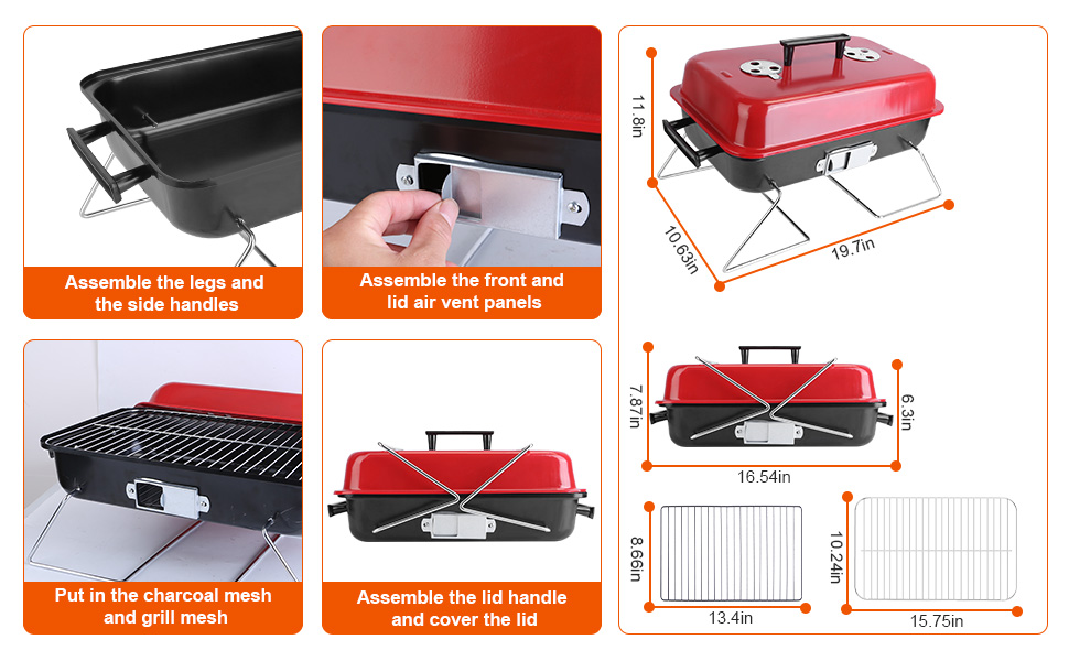 Amazon.com: Portable Charcoal Grill,Small Camping Charcoal Grills,Outdoor Tabletop Grill,Mini ...
