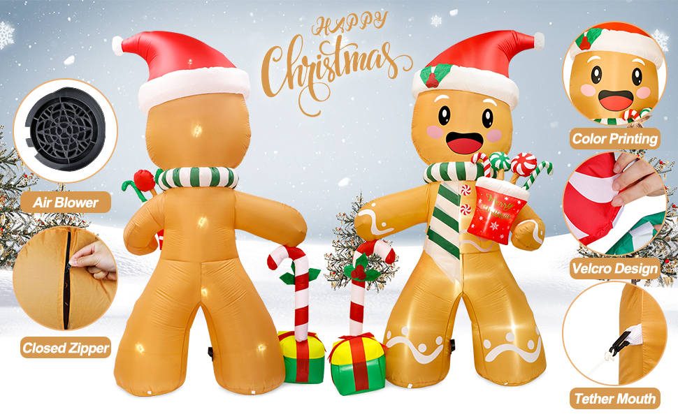 Amazon.com: OurWarm Christmas Inflatables Outdoor Decorations Gingerbread Man, 8FT Inflatable ...
