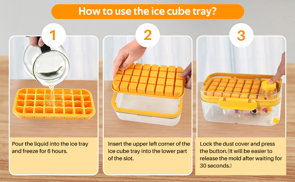 Amazon.com: Ice Cube Tray with Lid and Bin,Ice Trays for Freezer,Upgraded One Button Release Ice ...