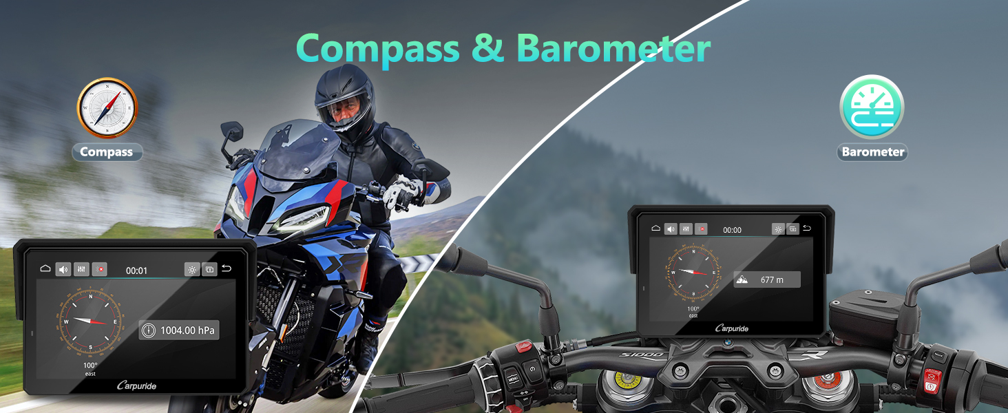 CARPURIDE W502BS Pro for BMW Motorcycle CarPlay & Android Auto Dual Bluetooth, 5" Waterproof GPS ...