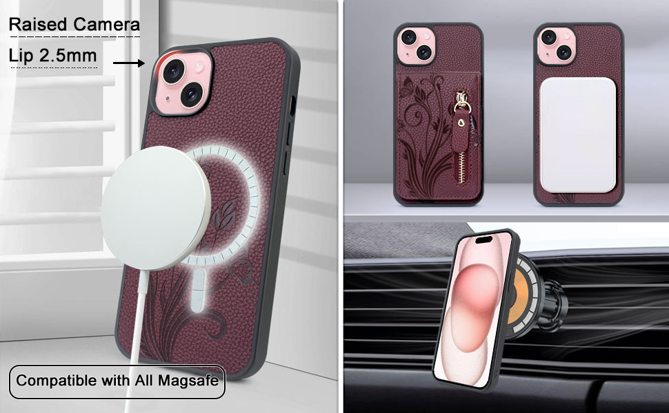 Amazon.com: Lacass Compatible with MagSafe Case Wallet for iPhone 13 / iPhone 14 / iPhone 15, 2 ...