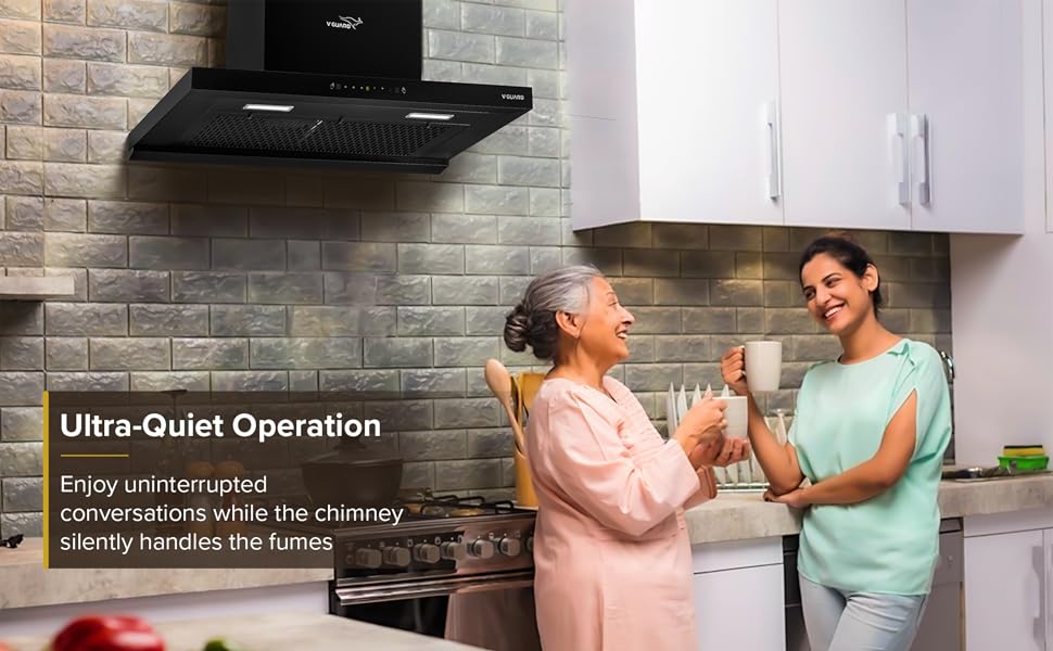 V-Guard T20 90cm Chimney | 1300 m³/h Suction | Intelligent Auto Clean | Filterless | Motion with ...