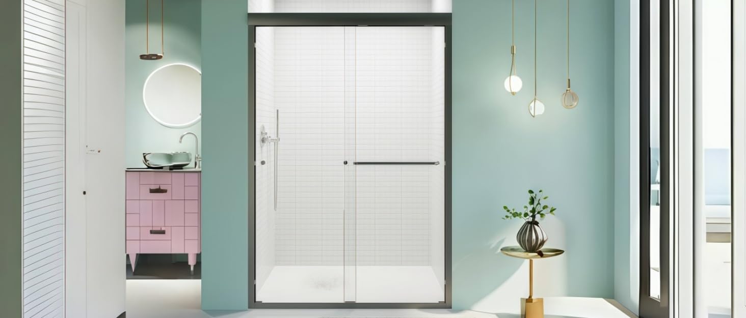 DOPERFE 38-42" W x 71" H Piovt Swing Glass Shower Door,Pivot Frame Sliding Shower Door with 1/4 ...