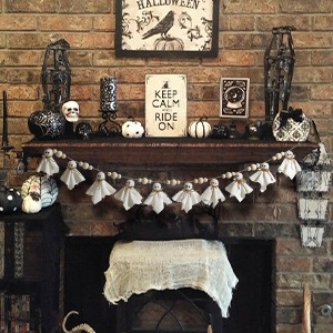 Amazon.com: Bunny Chorus 7Ft Cute Halloween Ghost with Wooden Beads Garlands, Handmade Rustic ...