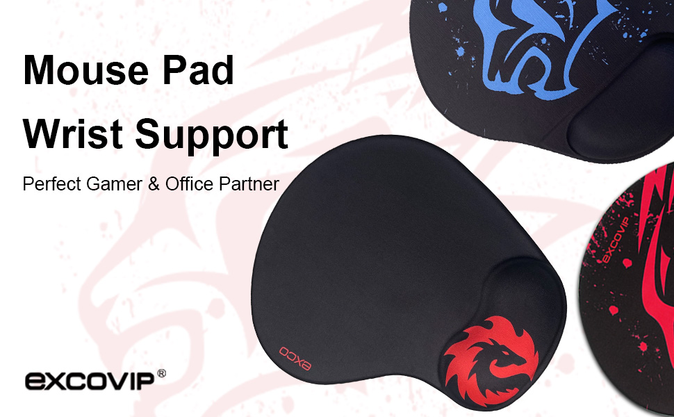 EXCOVIP Gaming Mouse Pad with Wrist Rest Support Pad, Gel Ergonomic ...