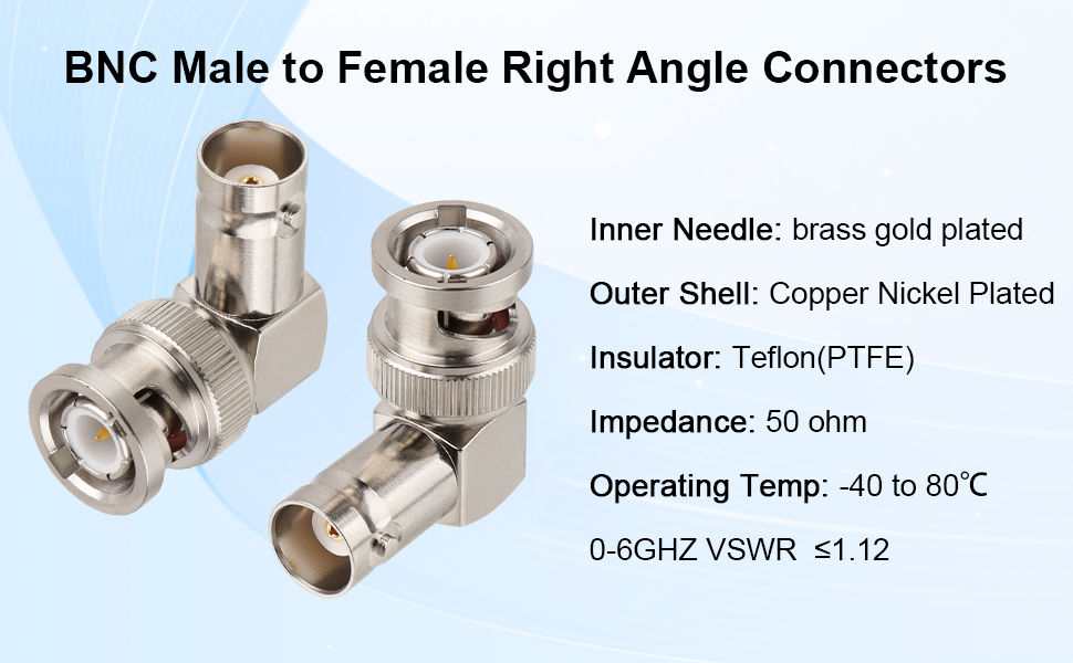 Amazon.com: XRDS-RF BNC Male to Female Right Angle Adapter - 90 Degree Coaxial Cable Connector ...