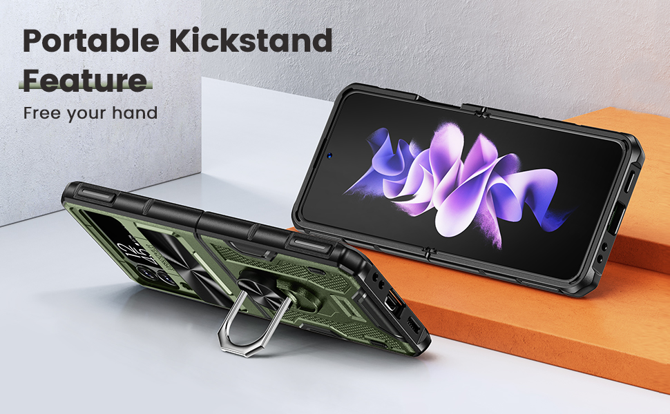 Amazon.com: Caka for Galaxy Z Flip 3 Case, Z Flip 3 Case with Camera Cover, Hinge Protection ...