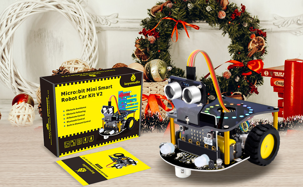 Amazon.com: KEYESTUDIO Microbit Robot Car for Programming Robotics Education Makecode Blocks ...