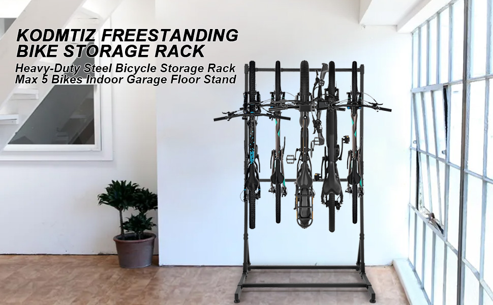 Amazon.com: KodMtiz Freestanding Bike Storage Rack, Heavy-Duty Steel Standing Bike Rack, Max 5 ...