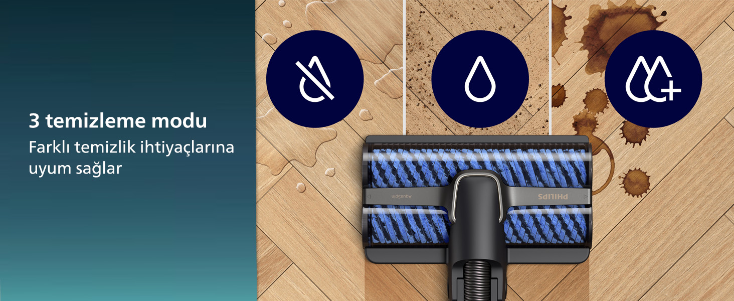 PHILIPS XW7110/01 Aqua Trio 7000 Serisi Kablosuz Dik Süpürge, Yeni Nesil Islak Süpüren Dik ...