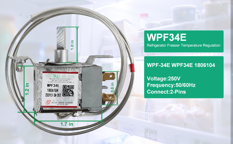 Amazon.com: WPF34E WPF-34E Temperature Control Thermostat fit for Hisense Refrigerator, 1806104 ...