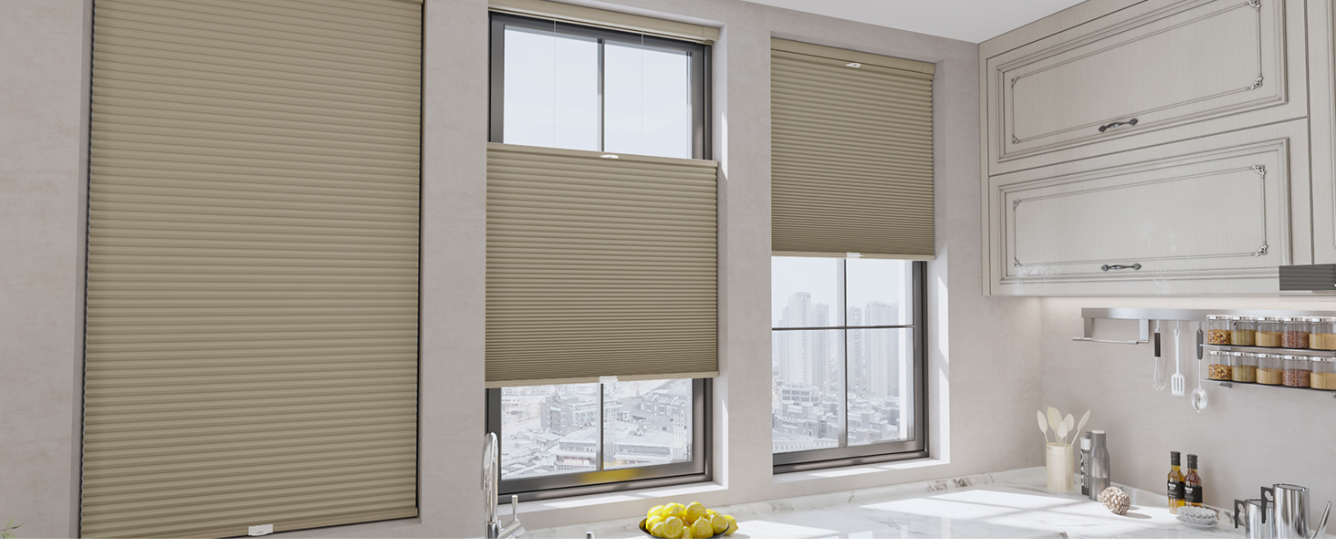 Amazon.com: Changshade No Drill Custom Top Down Bottom Up Cellular Shades, No Tools Blackout ...