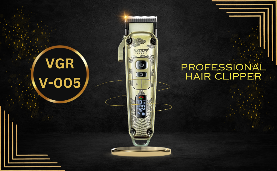 VGR Premium Metal Housing Hair Clipper LED Display, powder metallurgic Blade 5500-7000 RPM 4 ...