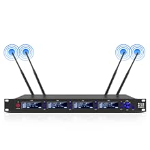 Amazon.com: XTUGA M-6604S Professioanl 4 Channel Wireless Microphone System,True Diversity ...