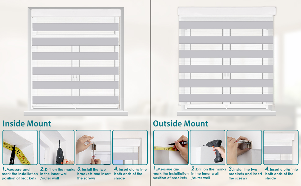 Amazon.com: SUNFREE Zebra Blinds Dual Roller Shades for Windows, Zebra Shade Light Control ...