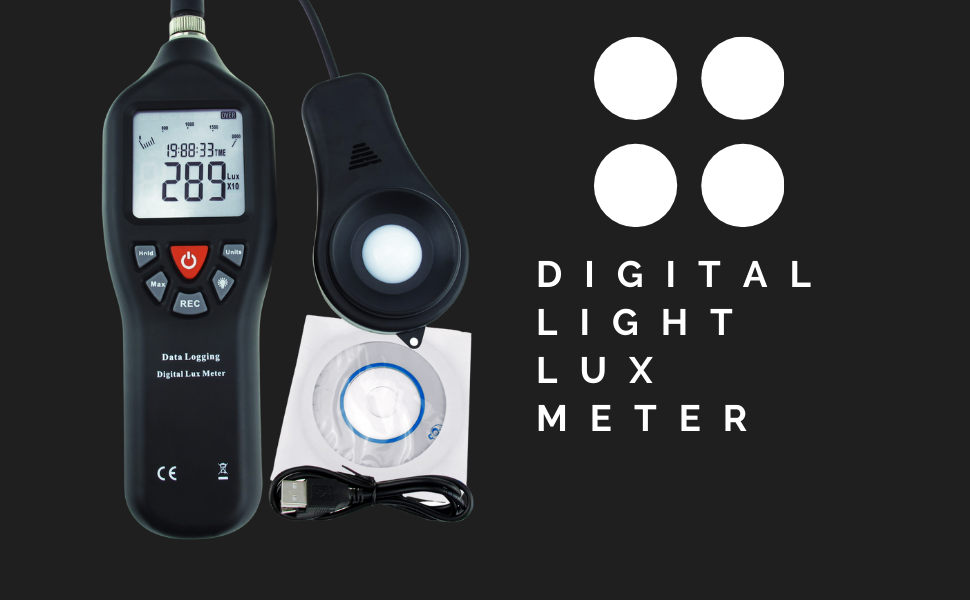 Amazon.com: Medidor de luz digital Lux con función de registro de datos. Rango de medición de 0 ...