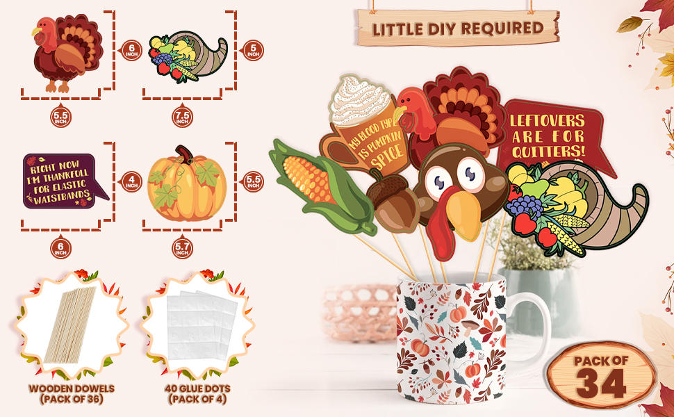 Amazon.com: KatchOn, Happy Thanksgiving Photo Booth Props - Pack of 34 ...