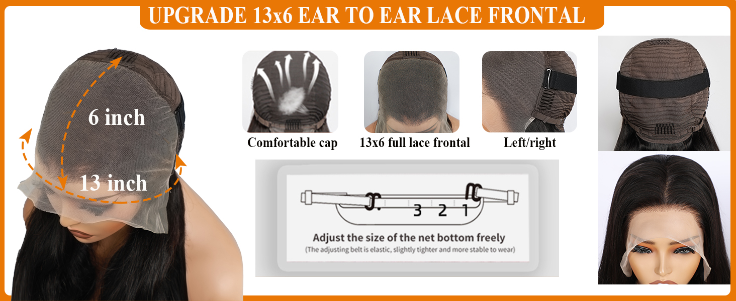 Amazon.com : Lemo beauty 13x6 Full Lace Frontal Wig Human Hair 250 Density Straight Wig 13x6 HD ...