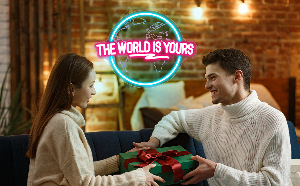 Amazon.com : The World Is Yours Neon Sign, Carved Planet The World Is Yours LED Neon Light Lamp ...