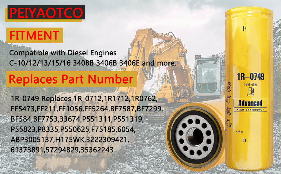 Amazon.com: 1R-0749 Fuel Filter Compatible With Caterpillar Cat Engine Engine Fuel Filter ...