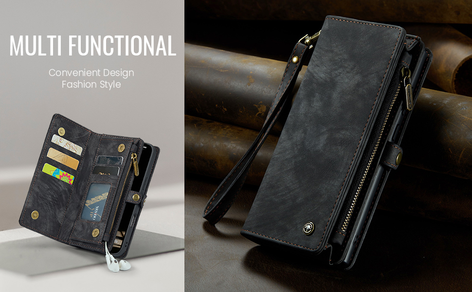 Amazon.com: Kowauri Wallet Case for iPhone 16 Pro, Zipper Purse Folio Leather Wallet with Card ...